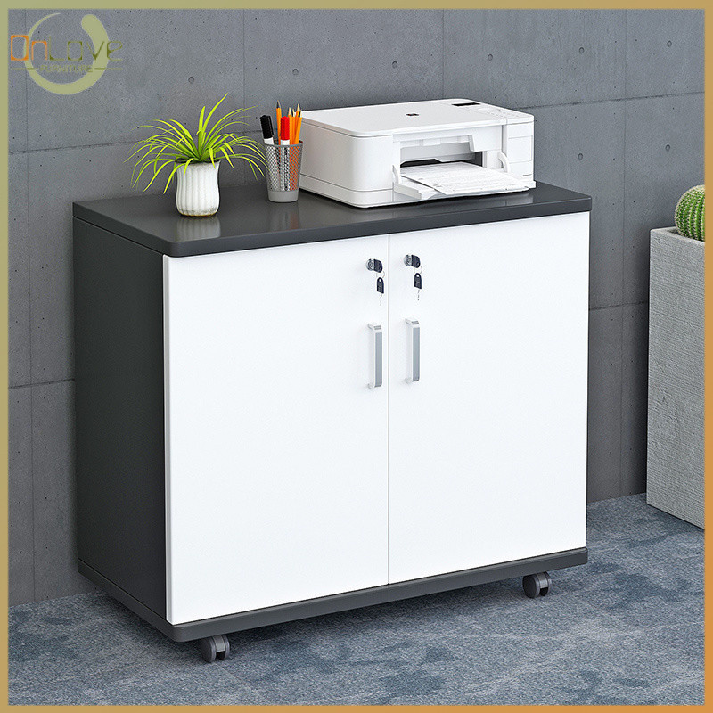 Wooden Data Cabinet with Lock Chest of Drawer under Desk Mobile Short ...