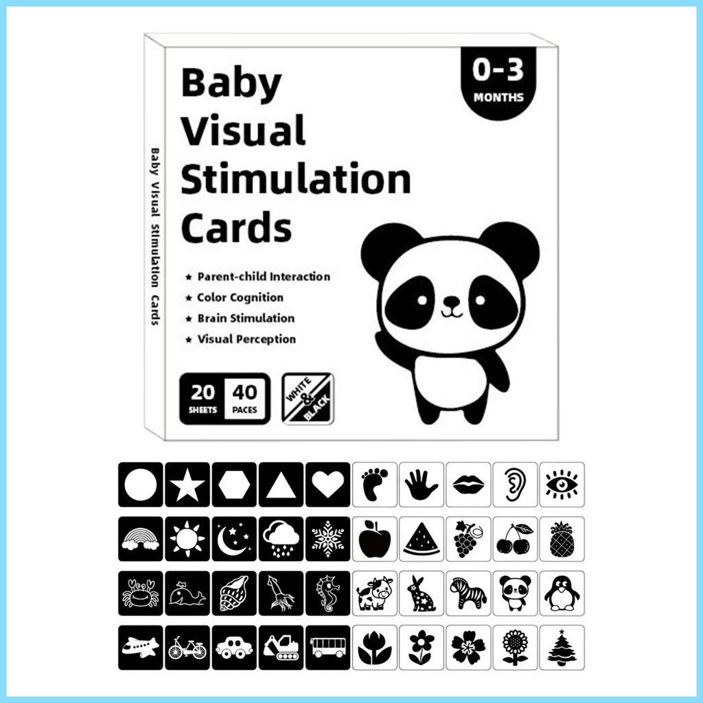 Baby Visual Stimulation Cards High Contrast Baby Flashcards Black and ...