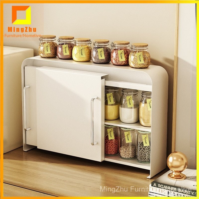 Kitchen storage rack seasoning rack non perforated double sliding door ...