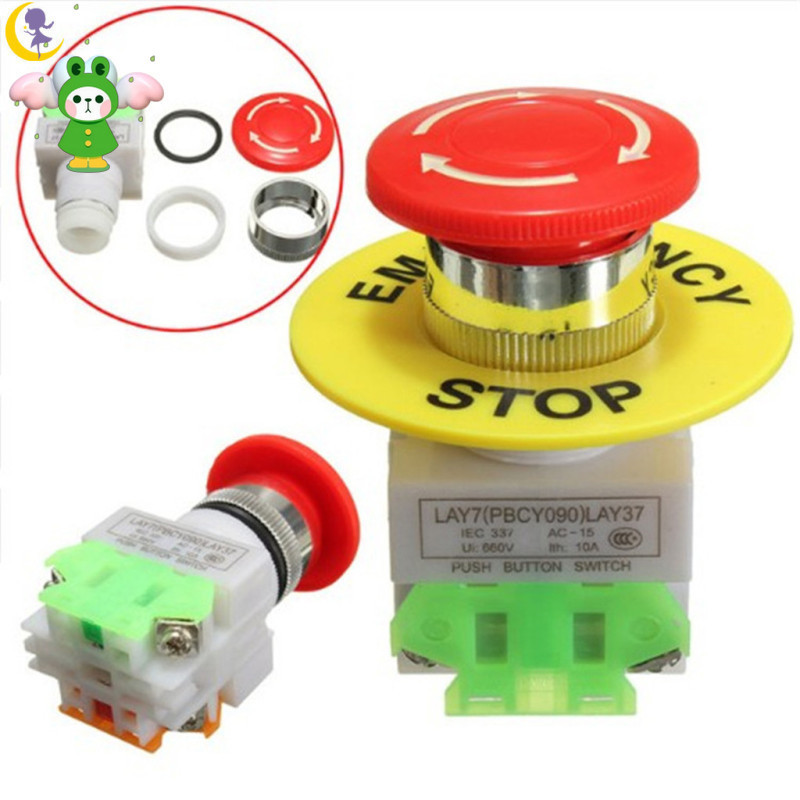 Emergency Stop Push Button Switch Locking Mounting Hole Red Pillow ...