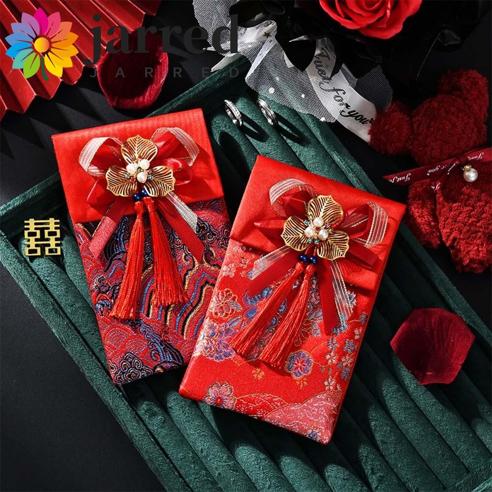 JARRED Brocade Red Envelope, New Year Blessing Words Brocade Cloth ...