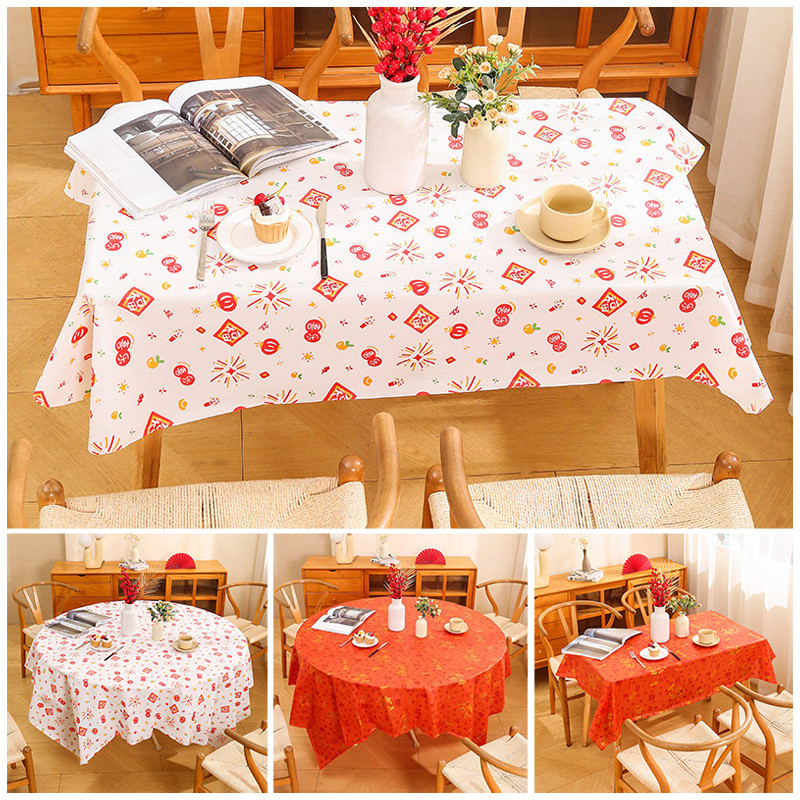 2025 New Year Table Cloth Red Blessing Table Protective Cover ...