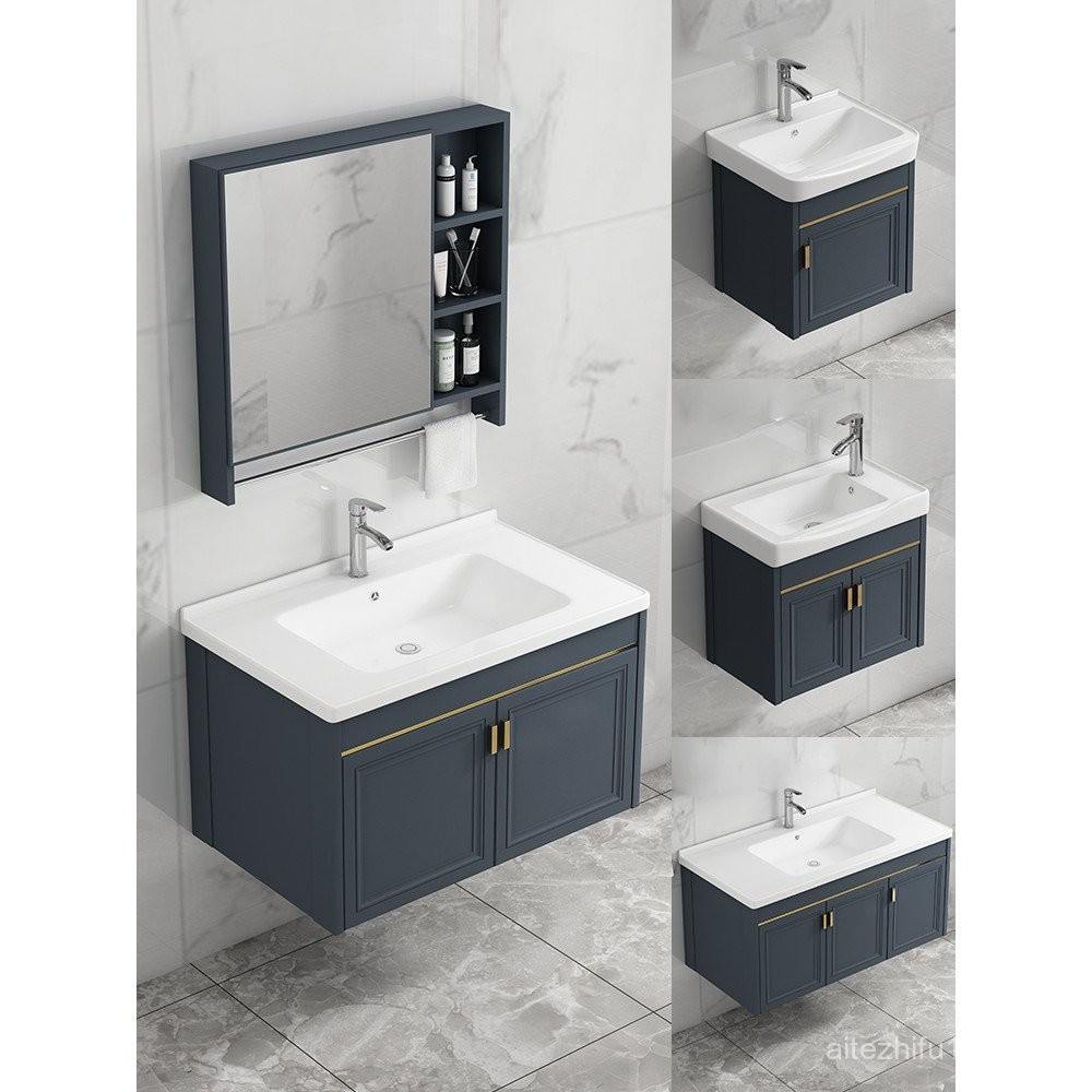 Space Aluminum Bathroom Cabinet Integrated Ceramic Small Apartment ...