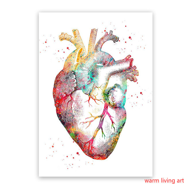 Human Heart Brain Lungs Anatomy Watercolor Art Canvas Painting Anatomy ...
