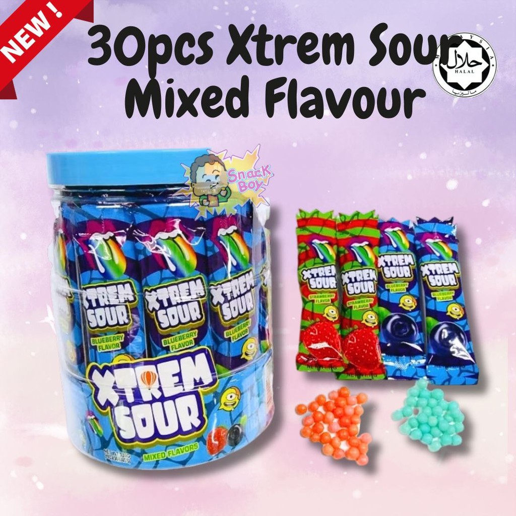 30-Piece Xtrem Sour Candy (Assorted Flavors) – Halal Certified, Perfect ...