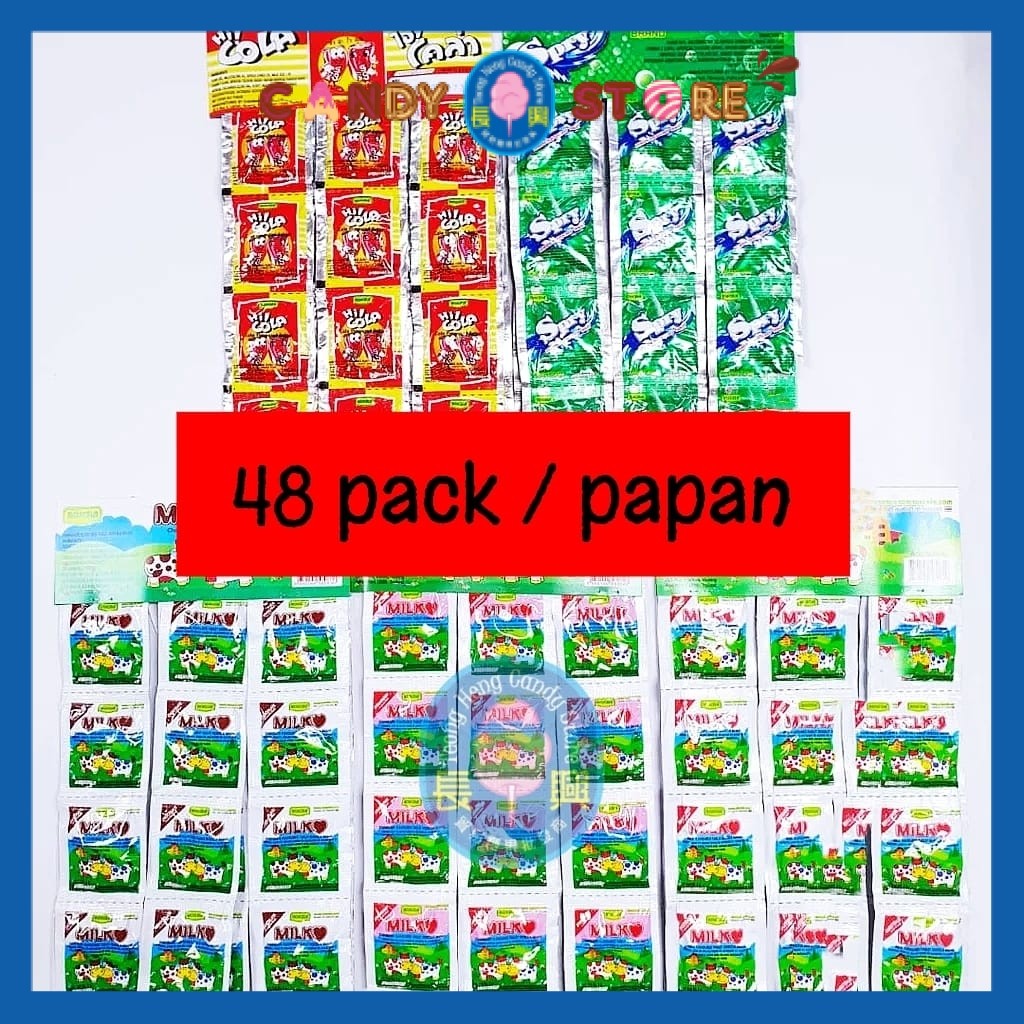 48 packs Roscela Milk Tablet Chocolate Strawberry Cola Sweetened Spriy ...