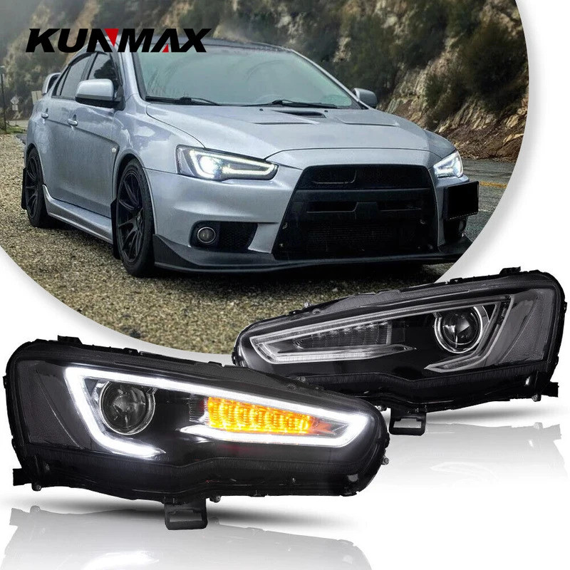 2PCs Car Headlight Assembly For Mitsubishi Lancer 2008-17 LED Dynamic ...