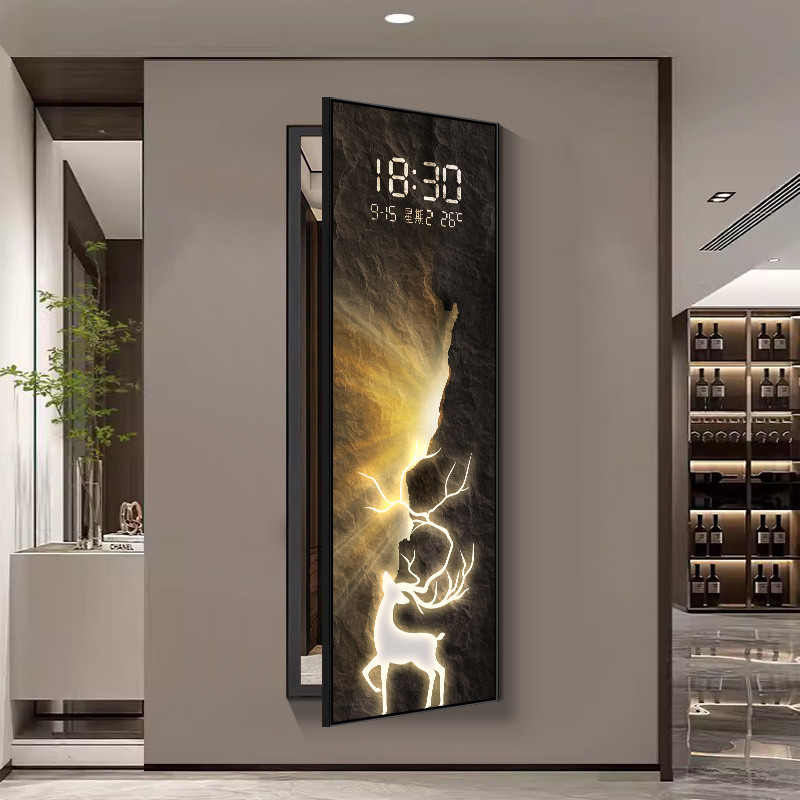 Modern Light Luxury Hidden Full-Length Mirror LED Electronic Clock Deer ...
