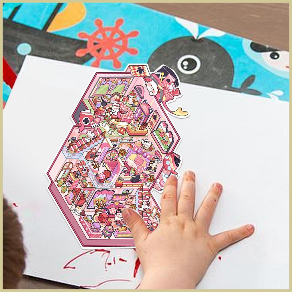 3D Sticker Scene 3D House Scene Stickers Cartoon Miniature Scene 3D ...