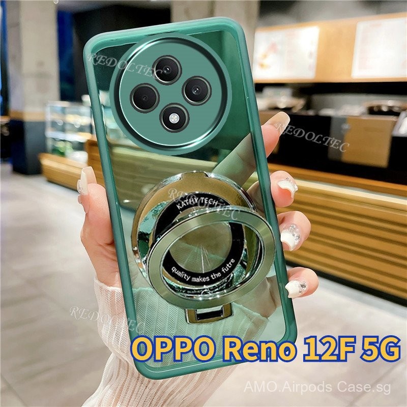Case OPPO Reno12 F 5G 2024 New Design Magnetic Stand Holder Transparent ...