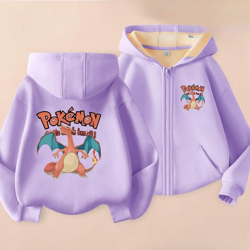 2025 Charizard And Pikachu Pokemon Hoodie Jacket For Kids Zipper ...