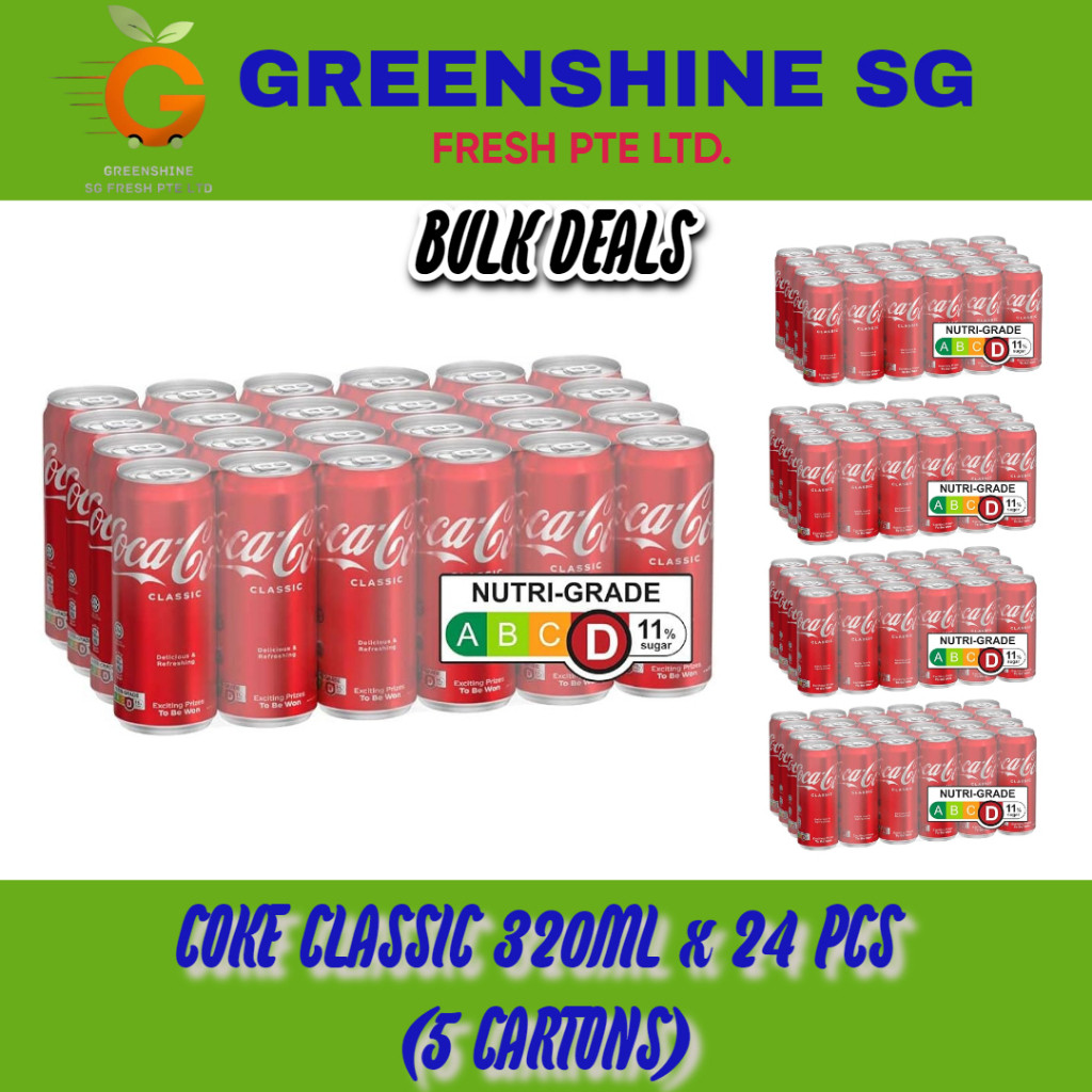 [Bulk Deals] Coke classic 320Ml x 24 pcs (5 cartons) | Shopee Singapore