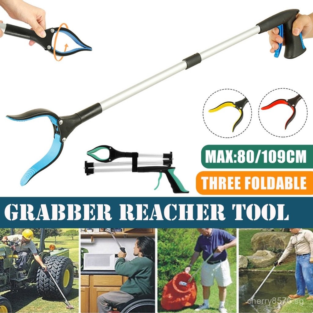 【Max109cm】Foldable Grabber Reacher Tool Long Handle Picker Garbage Tong ...