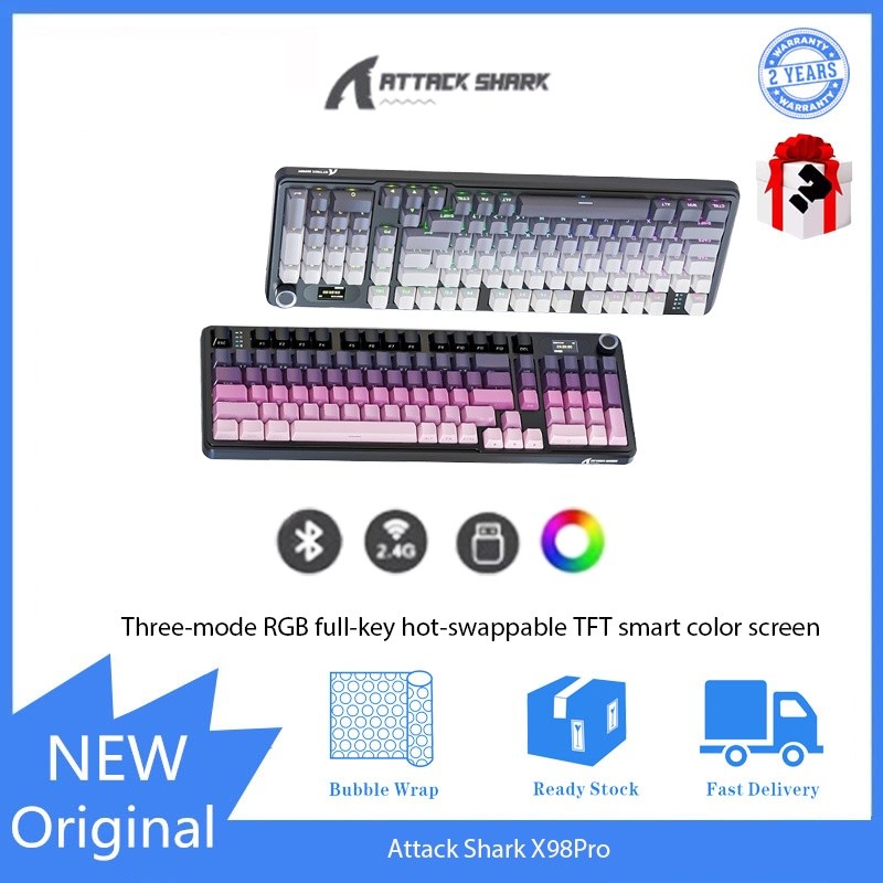 Attack Shark X98Pro three-mode RGB wireless keyboard side engraved with ...