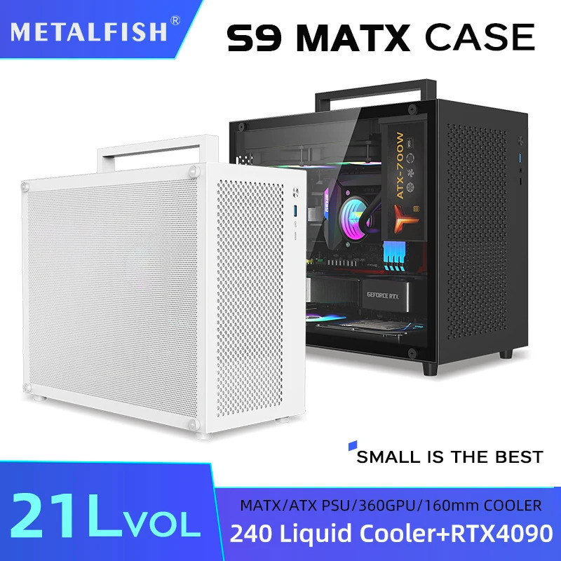 METALFISH S9 MATX Computer Case Gaming PC Chassis Support MATX/ITX/ATX ...