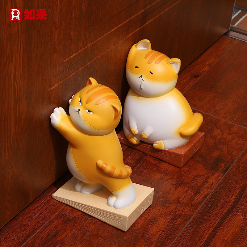 Cute Cartoon Cat Door Stopper No Drilling Windproof Door Blocker Top ...
