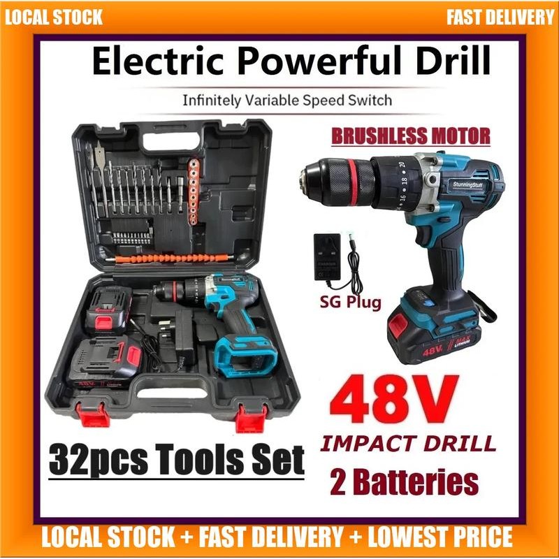 48v Brushless Motor Wall Impact Drill Cordless Drill Electric Drill ...