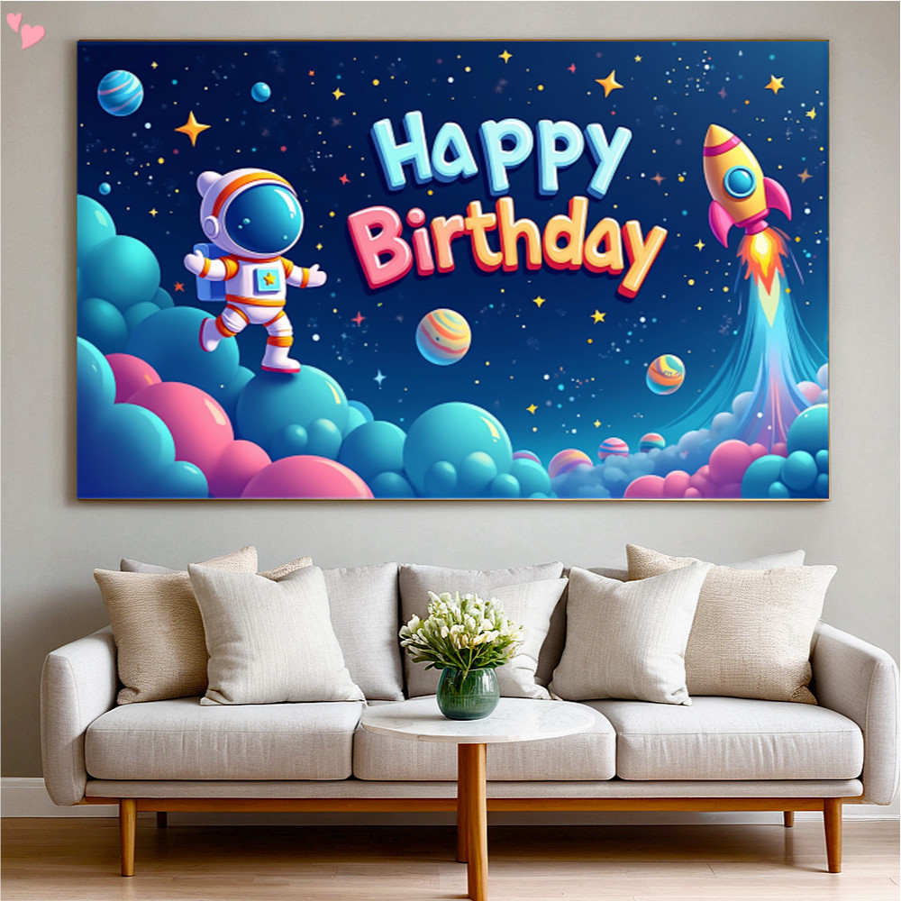 Space Party Backdrop - Outer Space Rocket Astronaut Theme Studio ...