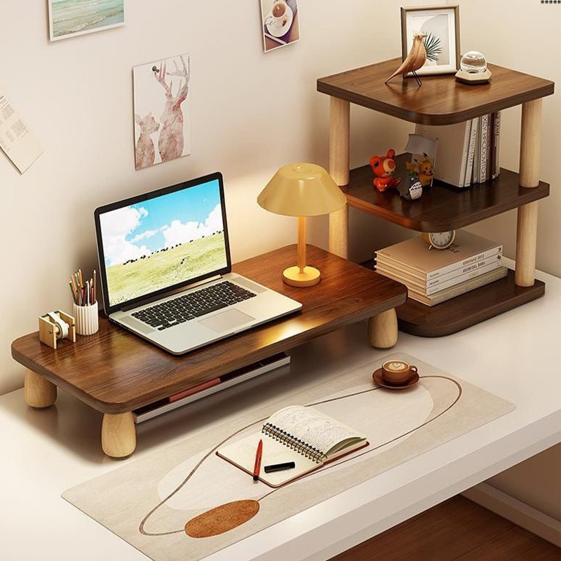 Wooden Monitor Stand with Storage, Desk Organizer Shelf - Laptop Riser ...