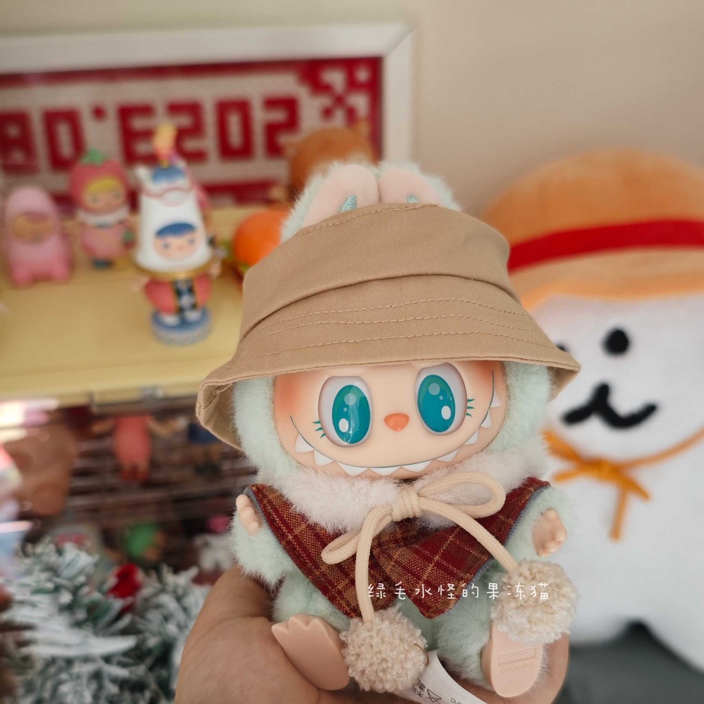 17cm Labubu doll Clothes Macaron Sitting Party Christmas Checkered ...