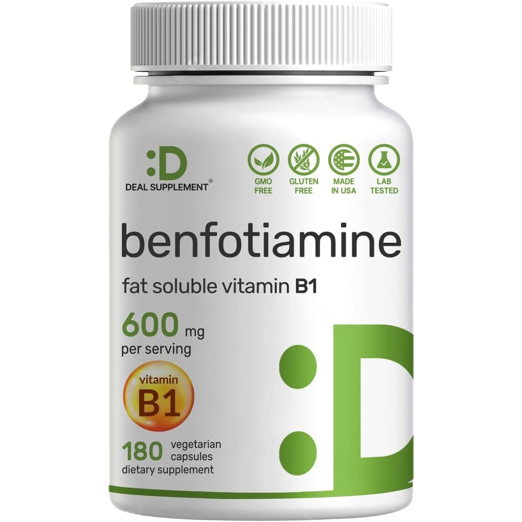 Benfotiamine 600mg Per Serving, 180 Veggie Capsules (300mg Per Cap ...