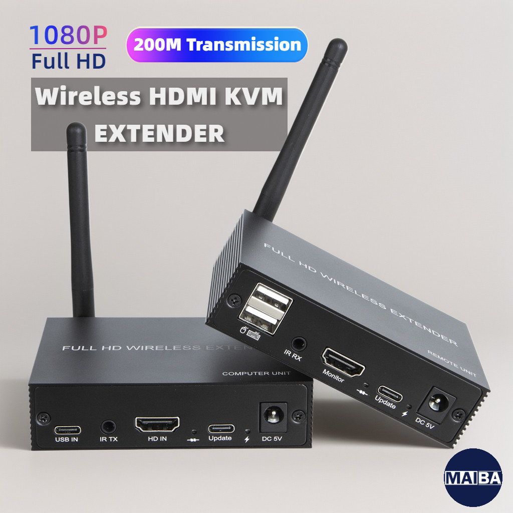 Full HD 1080P 200M Wireless HDMI KVM Extender Support USB Mouse ...