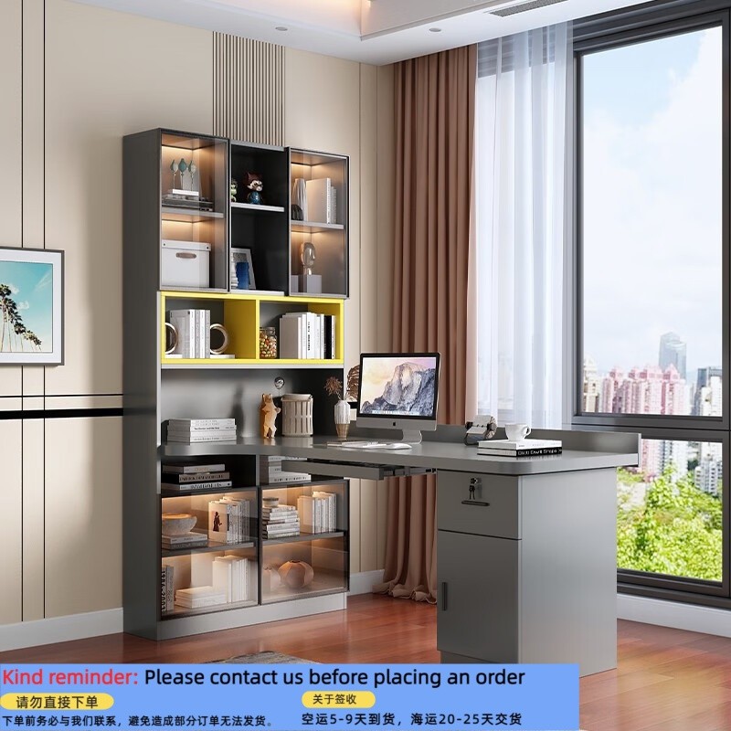 BW88# Jiyang Solid Wood Corner Computer Desk Combined Bookcase ...