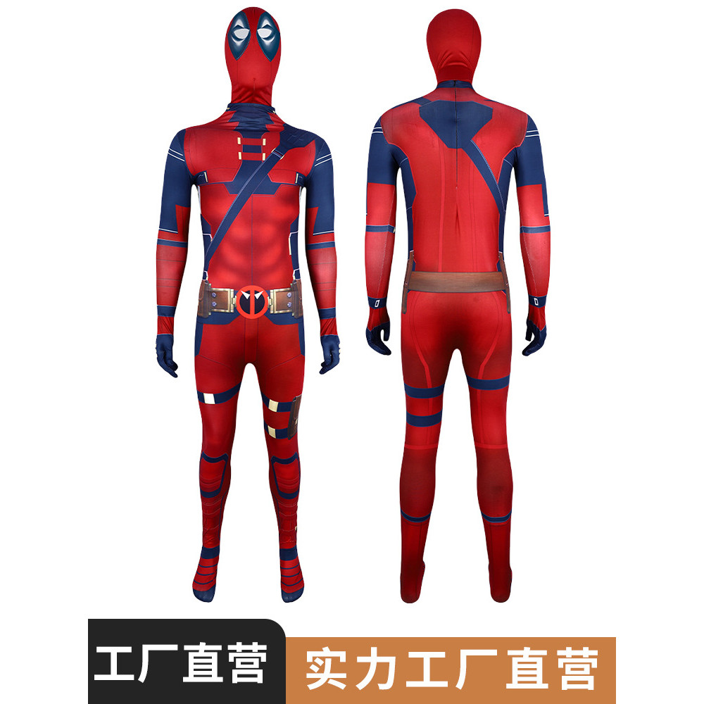 Adult Jumpsuit Superhero Cosplay Costume New Deadpool Full Set Tight ...