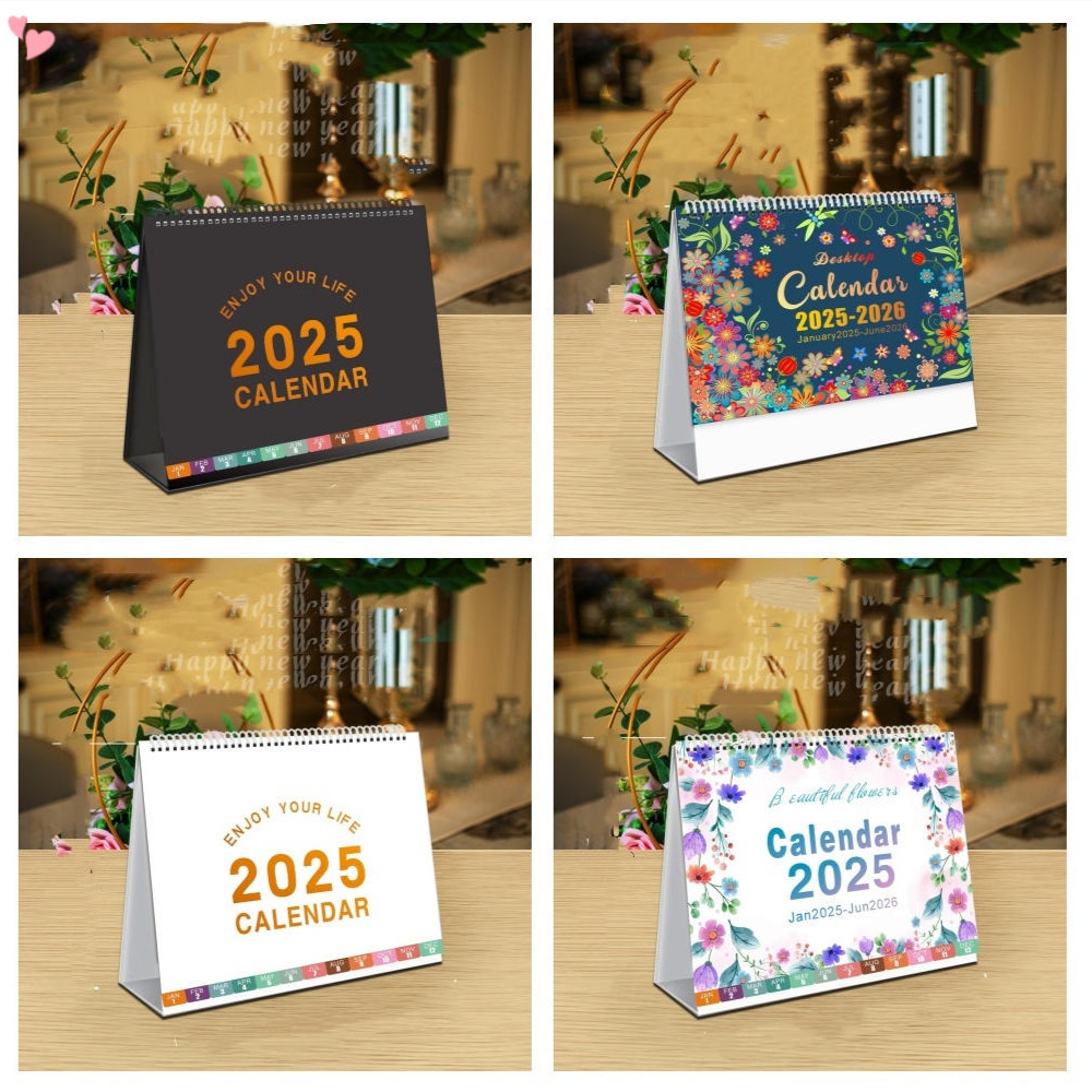Mini Desk Calendar 2025-2026 with Stickers, 18 Months Standing Flip ...