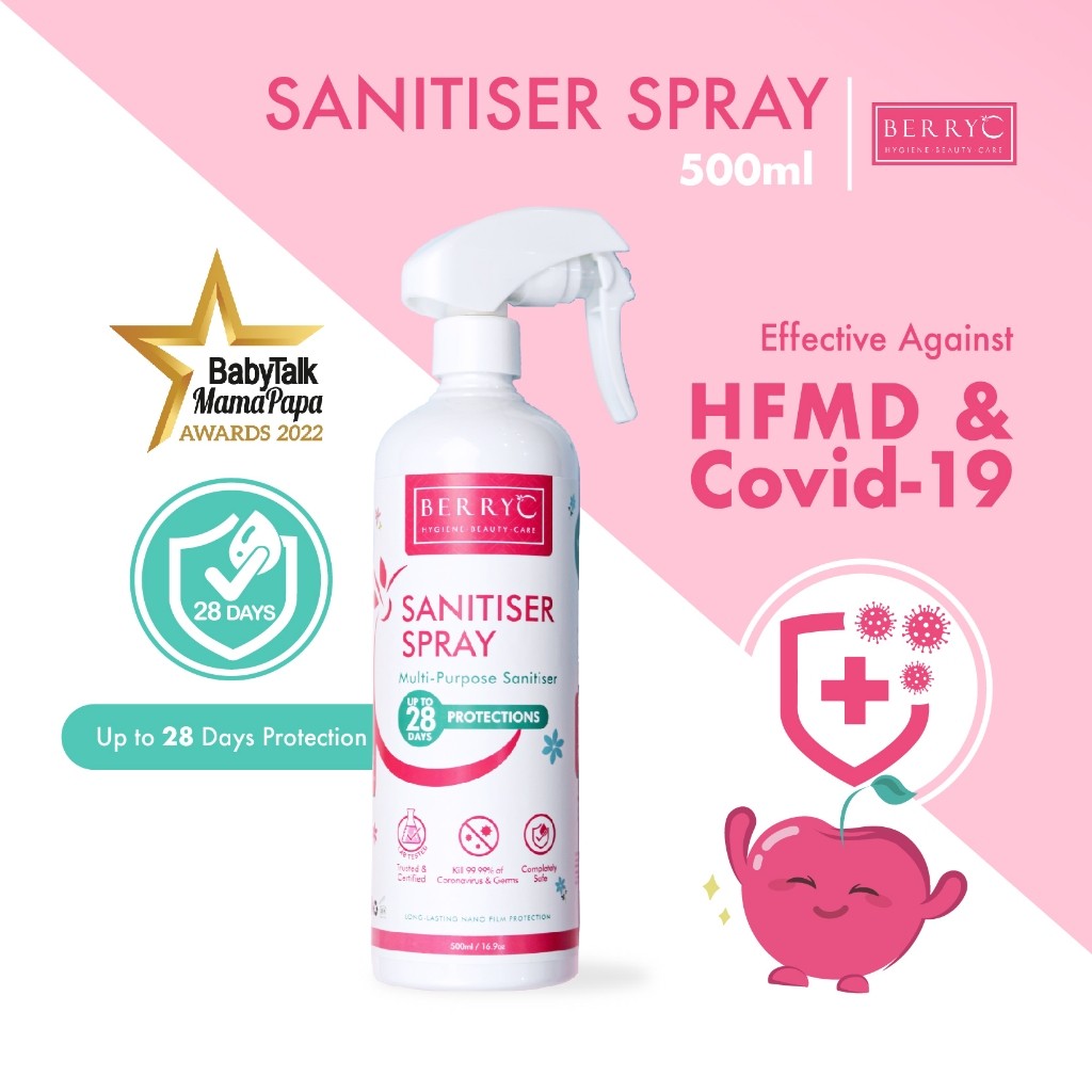 BERRYC Sanitizer Spray Bottle 28 Days Protection HFMD Non Alcohol ...