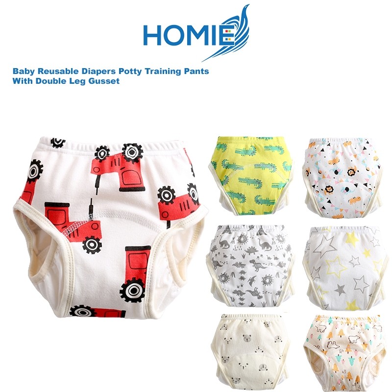 Baby Reusable Diapers Potty Training Pants w/ Double Leg Gusset ...