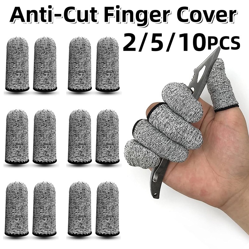2/5/10PCS Cut Resistant Finger Sleeve Protectors Reusable Finger Covers ...