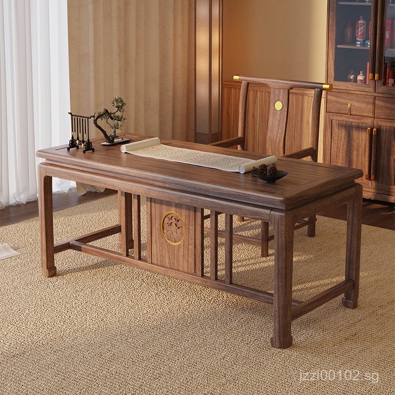New Chinese Style Black Walnut Wood Desk Solid Wood Study Writing Desk ...