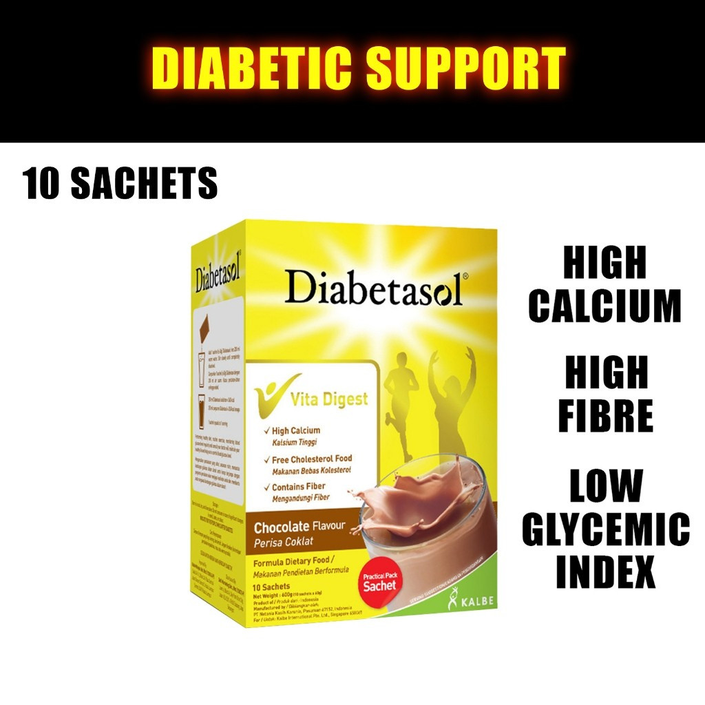 Diabetasol Nutrition for Diabetic 10 Sachets, Halal, Low Glycemic Index ...