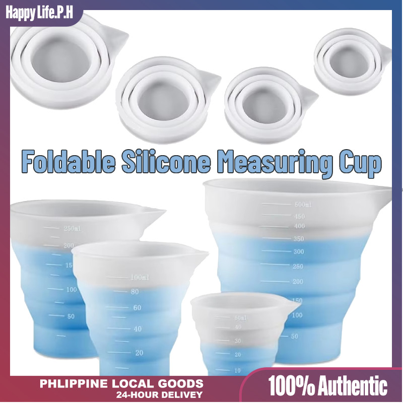Foldable Silicone Measuring Cup with Scale Transparent Portable ...