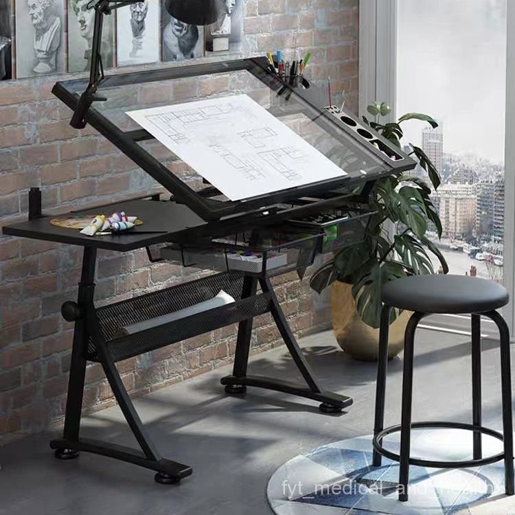 Glass Adjustable Painting Table Drafting Table Professional Drawing ...