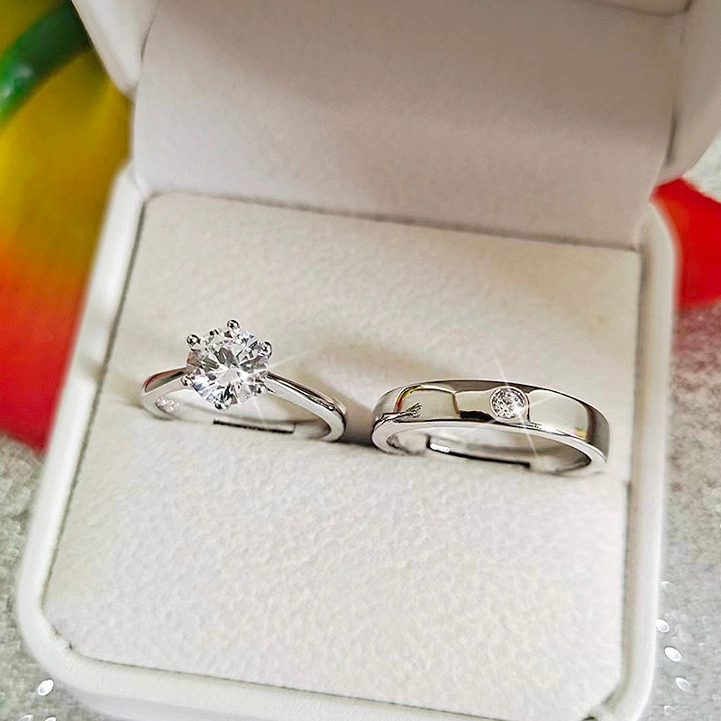 Fake Diamond Ring Wedding Ceremony Replacement Couple Rings for Men and ...