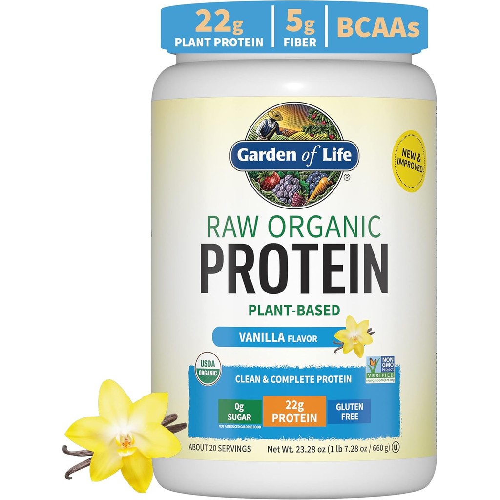 Vegan Protein Powder - Vanilla Organic Protein Powder, 22g Plant Based ...