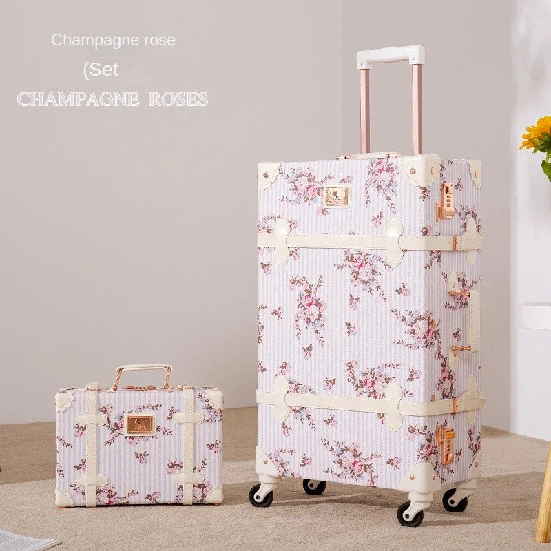 New Retro Suitcase Women Luxury PU Suitcase Set with Small Makeup Case ...