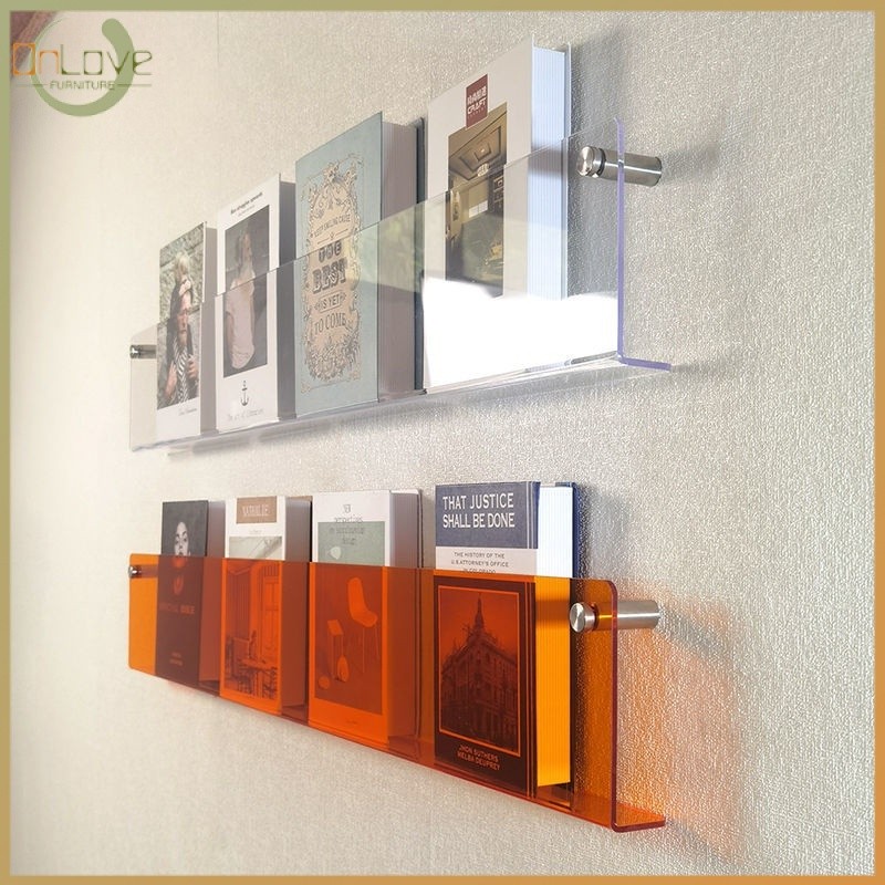 Book shelf wall mount acrylic book shelf Newspapers and magazines Wall ...