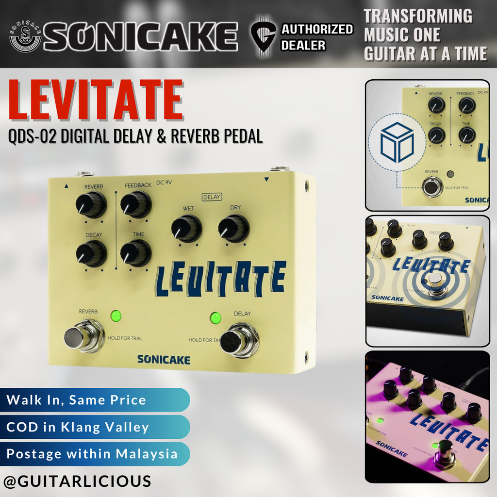 Sonicake QDS-02 Levitate Digital Delay and Reverb 2 in 1 Guitar Effects ...