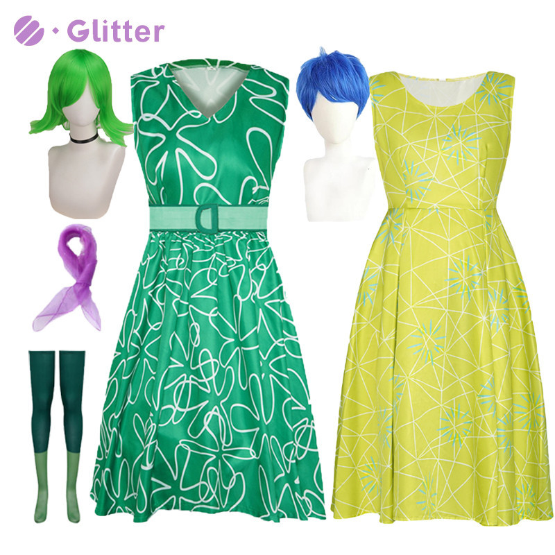 Anime Inside Out 2 Joy Disgust Clothes Cosplay Costume Wig Women ...