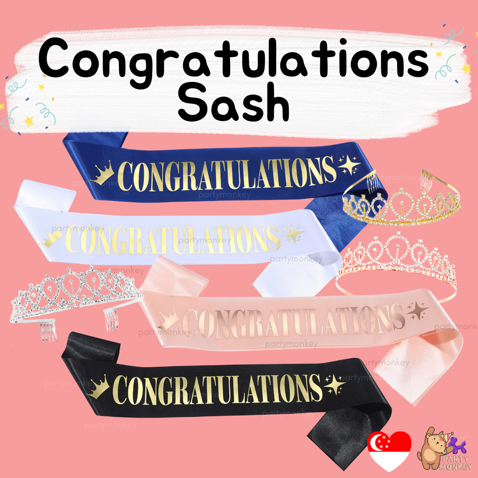 [SG SELLER] Congratulations Sash Tiara Set Graduation Party Decoration ...