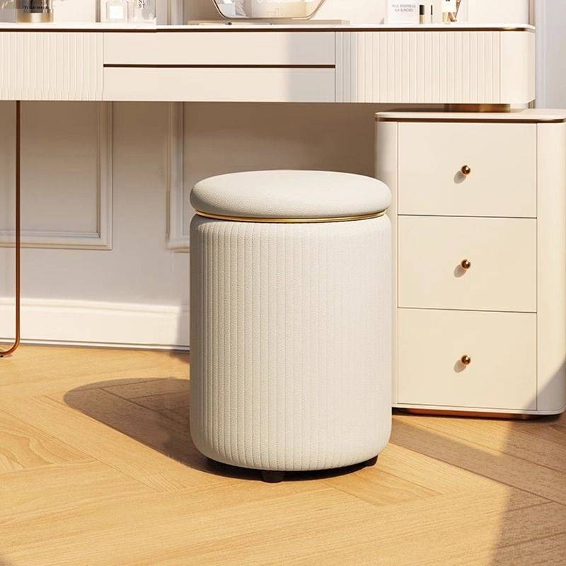 Dressing stool Bedroom solid wood round makeup stool with storage stool ...