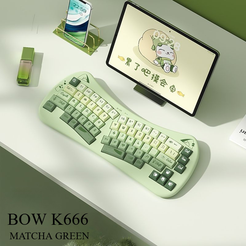 BOW K666 68% Alice Keyboard Silent 3mode Wireless BT/2.4G Wired ...