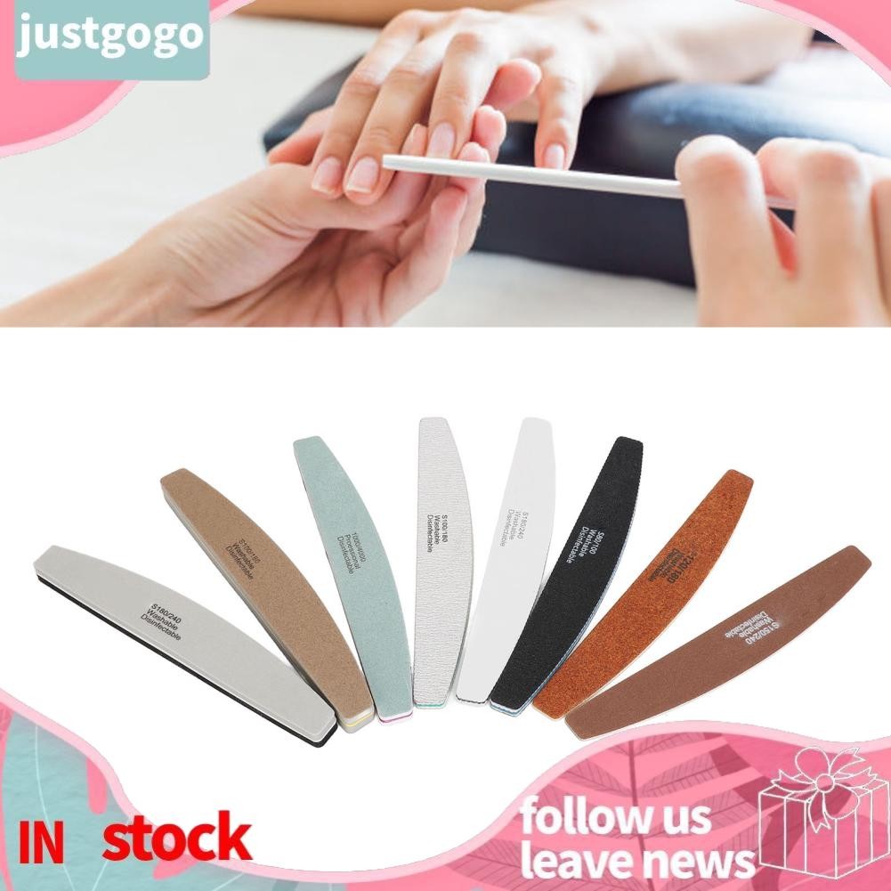 Justgogo Nail File Set Half Moon Acrylic Files 8pcs Different Fineness ...