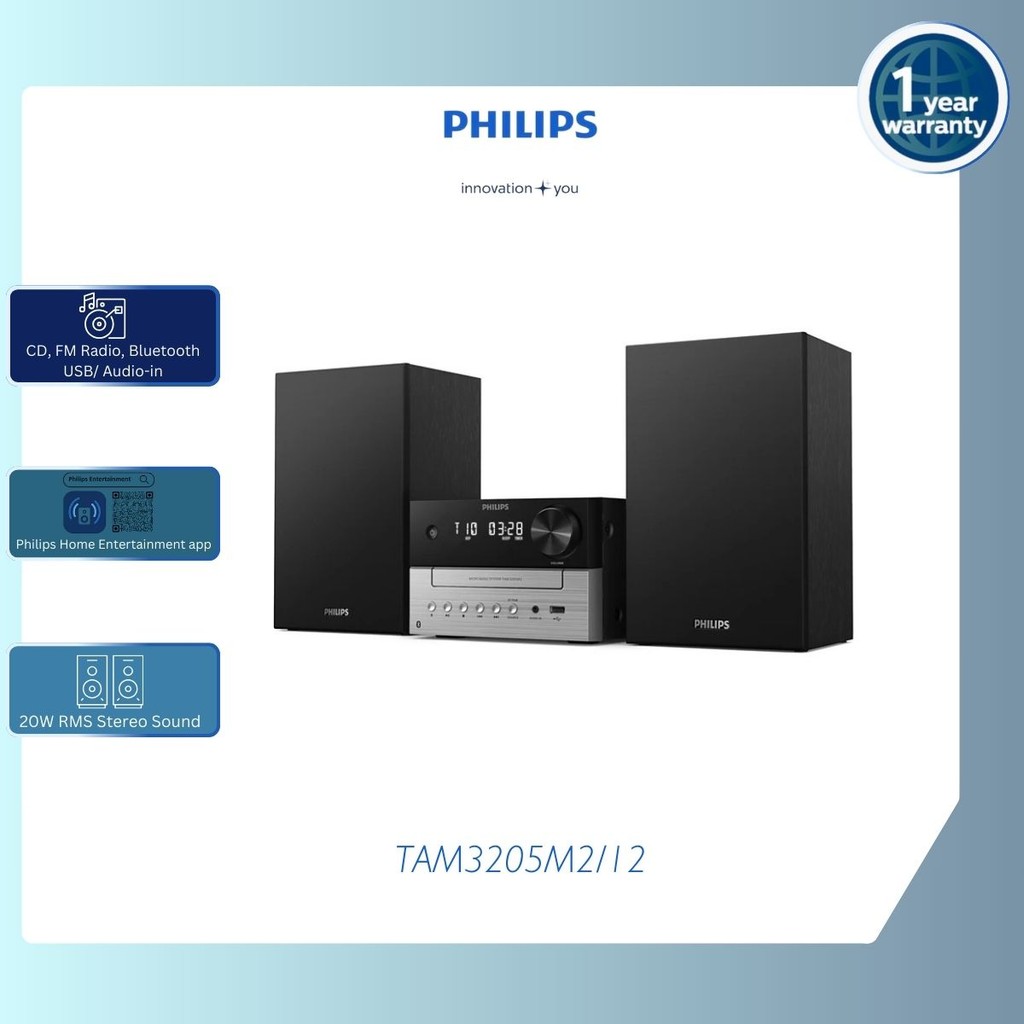 PHILIPS TAM3205M2/12 Bluetooth Micro Music System – CD, USB, FM, Audio ...