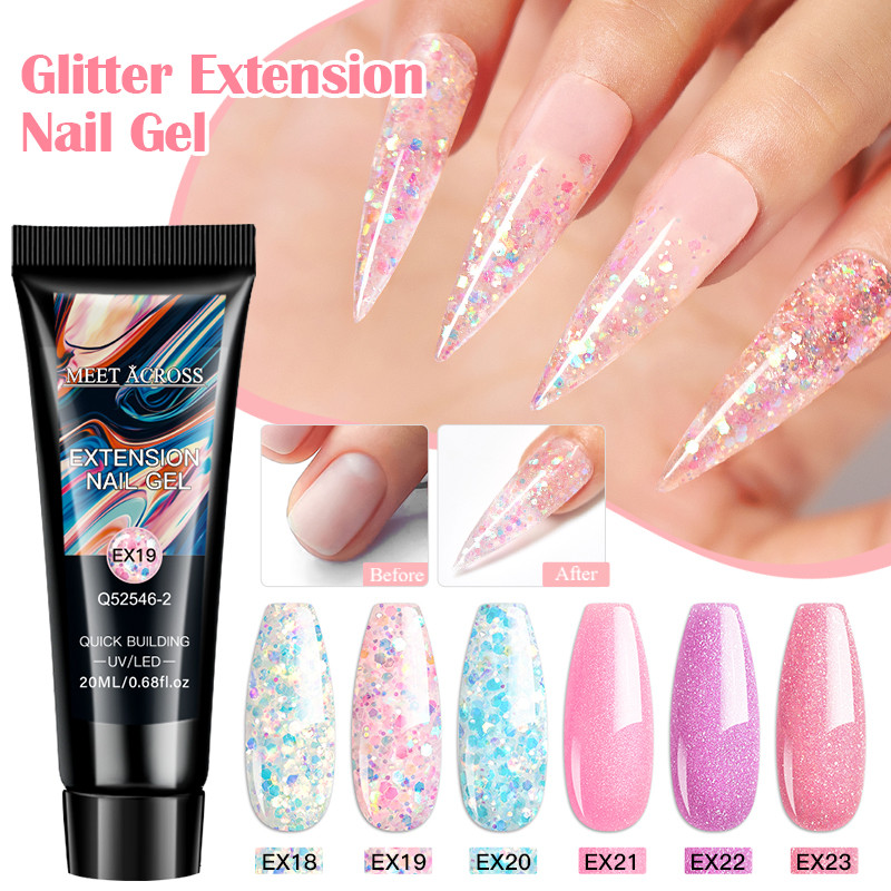 MEET ACROSS 20ml Nail Extension Gel Polish Builder Gel Acrylic Quick ...