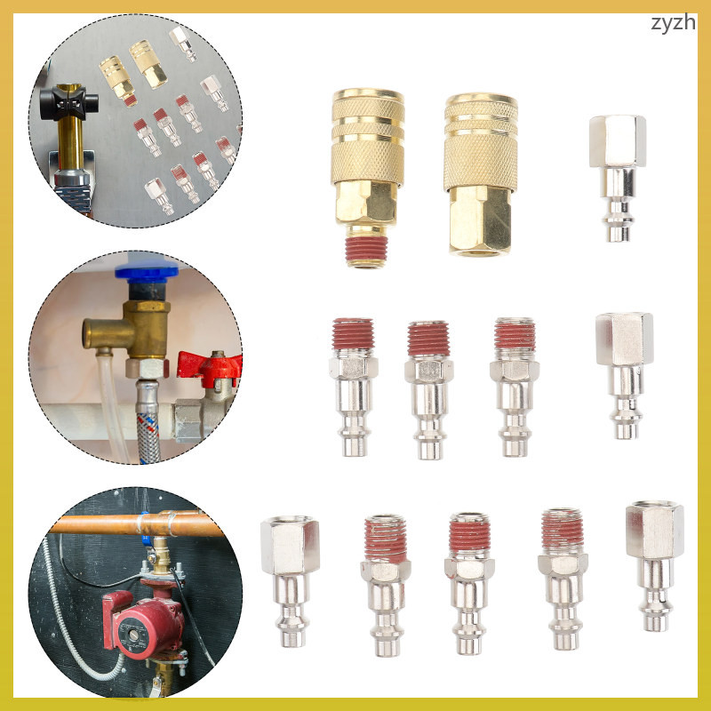 12 in Pneumatic Tool Joint Set Sup Tubes Fittings Air Coupler Compressor Inflator Straight ...