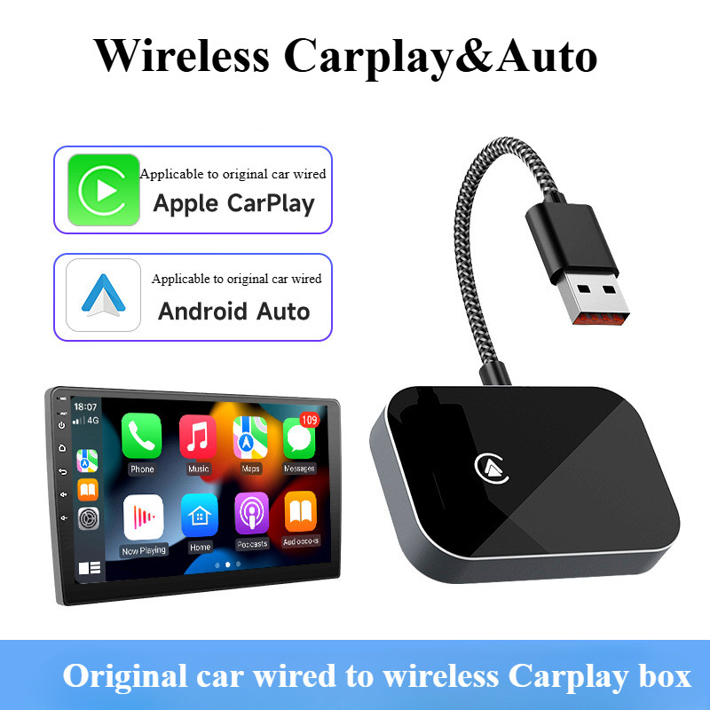 2 in 1 Wireless CarPlay Android Auto Adapter Convert Wired to Wireless ...